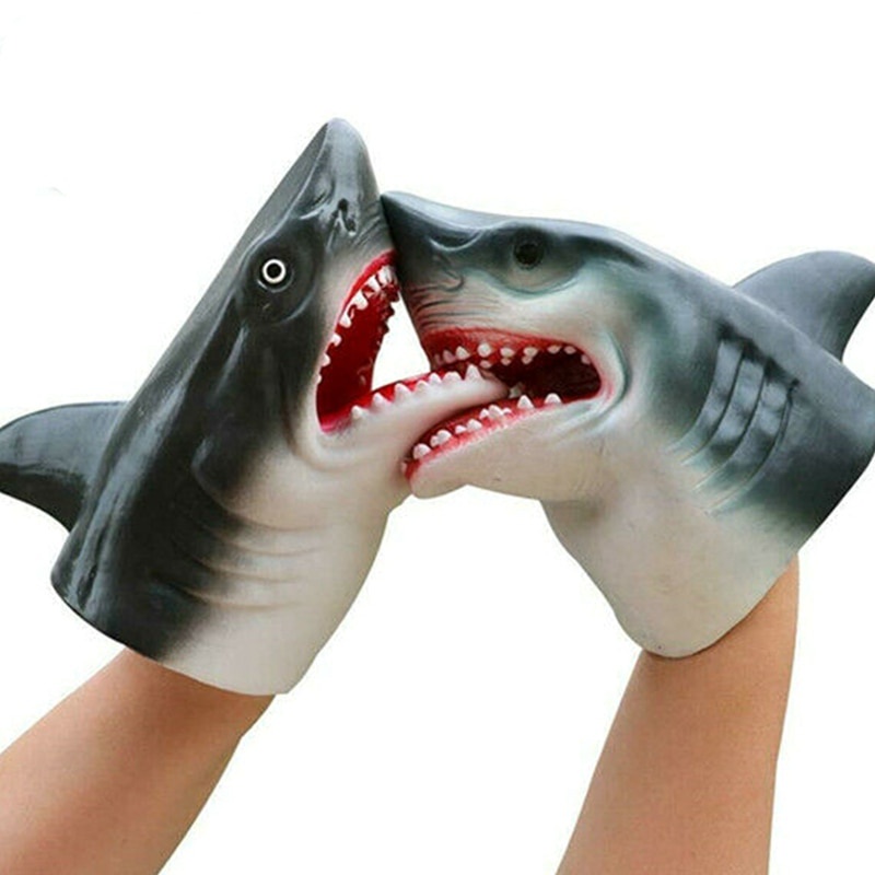 Kids Games Shark Dinosaur Hand Puppet Soft Rubber Animal Head Hand ...