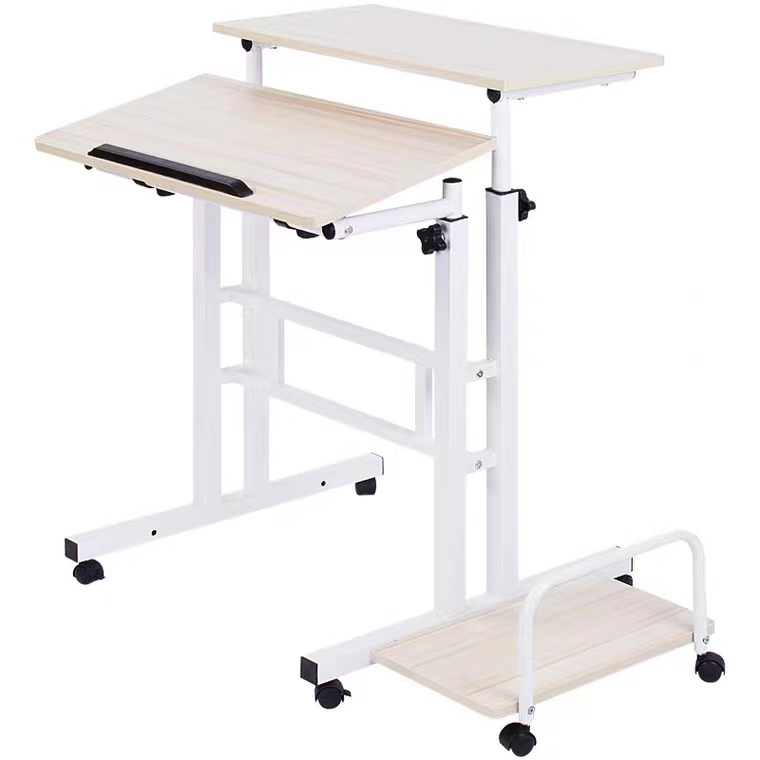 Adjustable Height Mobile Lift Standing Simple Wheeled Computer Desk ...