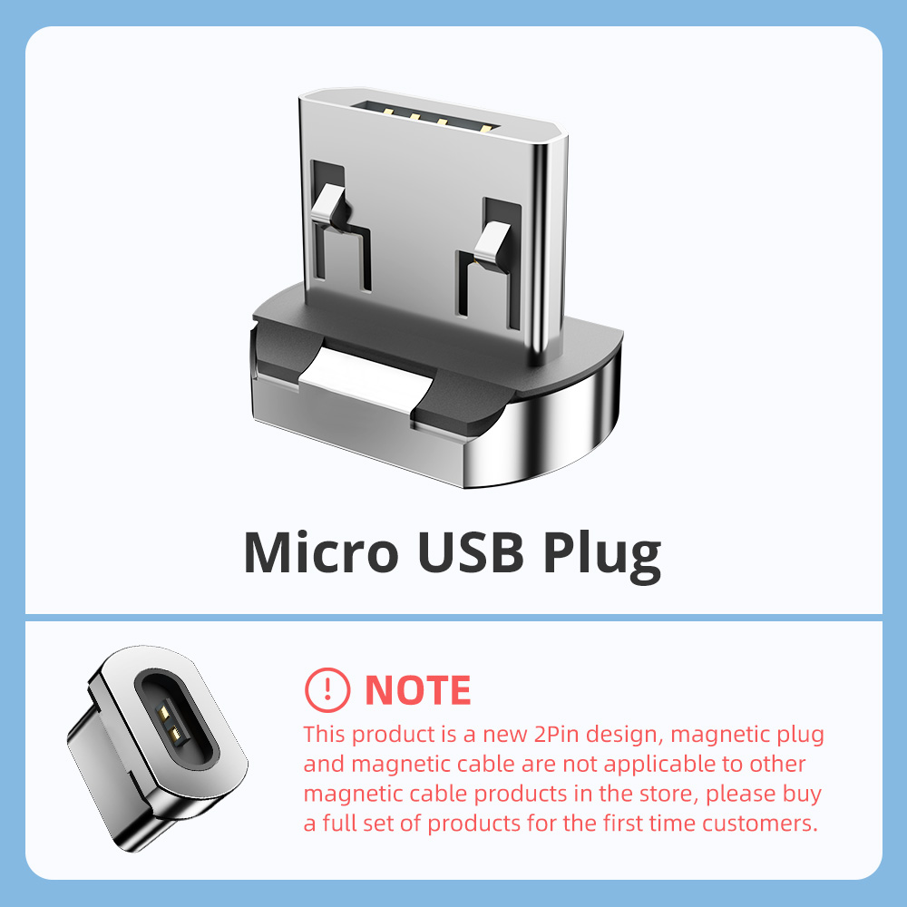 Fonken 2 Pin Magnetic Charger Type C Cable Micro Usb Fast Charging Cord ...