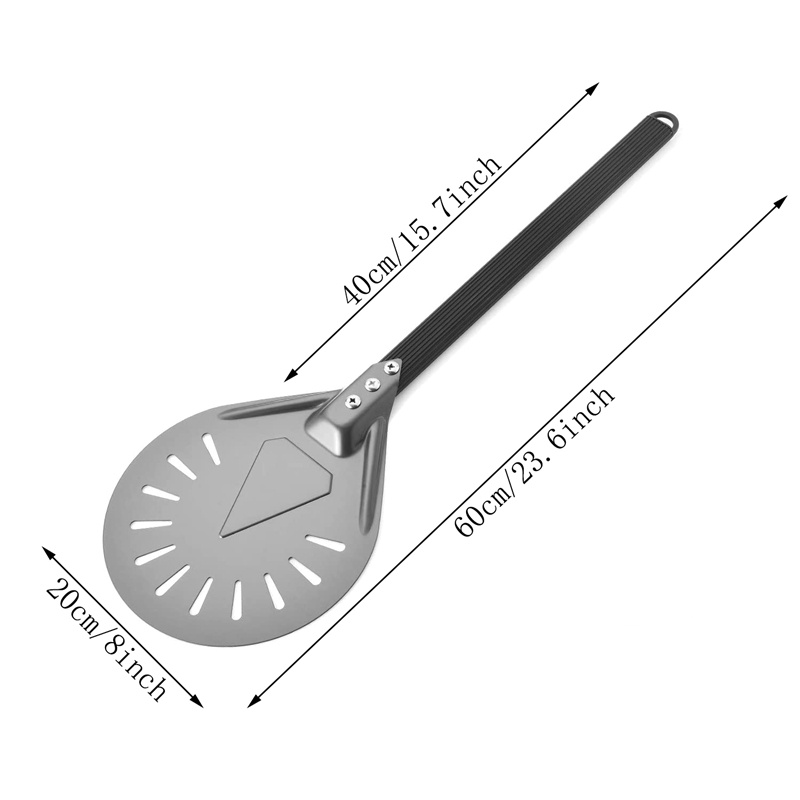 Turning Pizza Peel with 8 inch Aluminum Round Pizza Paddle, 23.6 inch ...