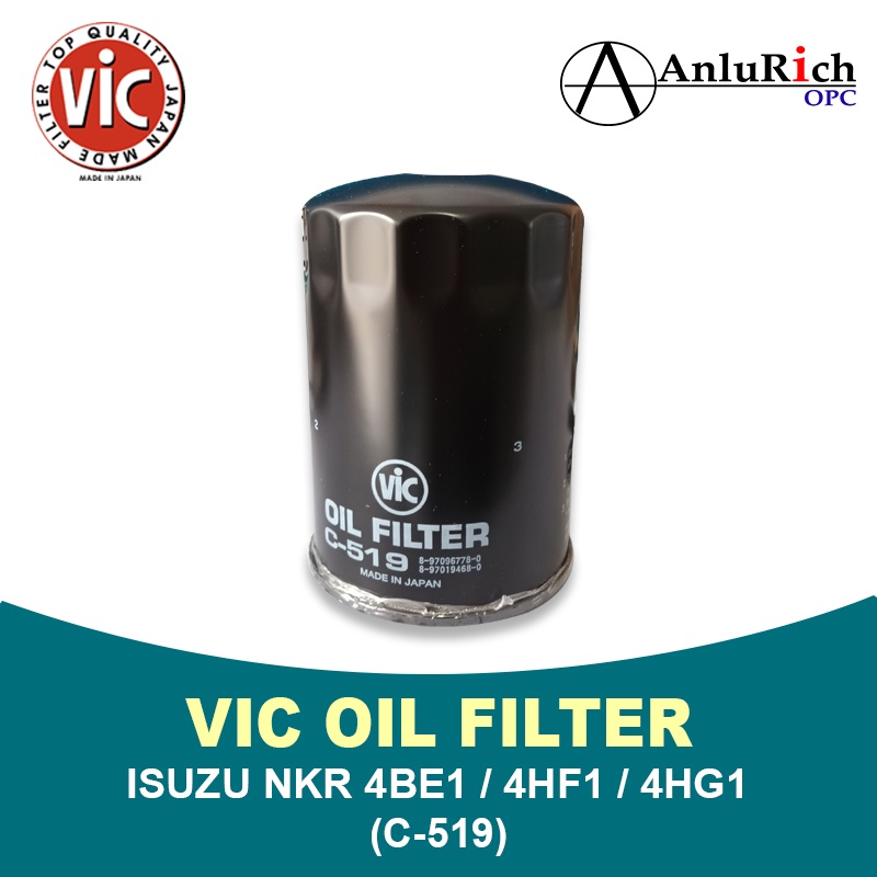 VIC OIL FILTER FOR ISUZU NKR 4BE1 / 4HF1 / 4HG1 (C-519) | Shopee ...