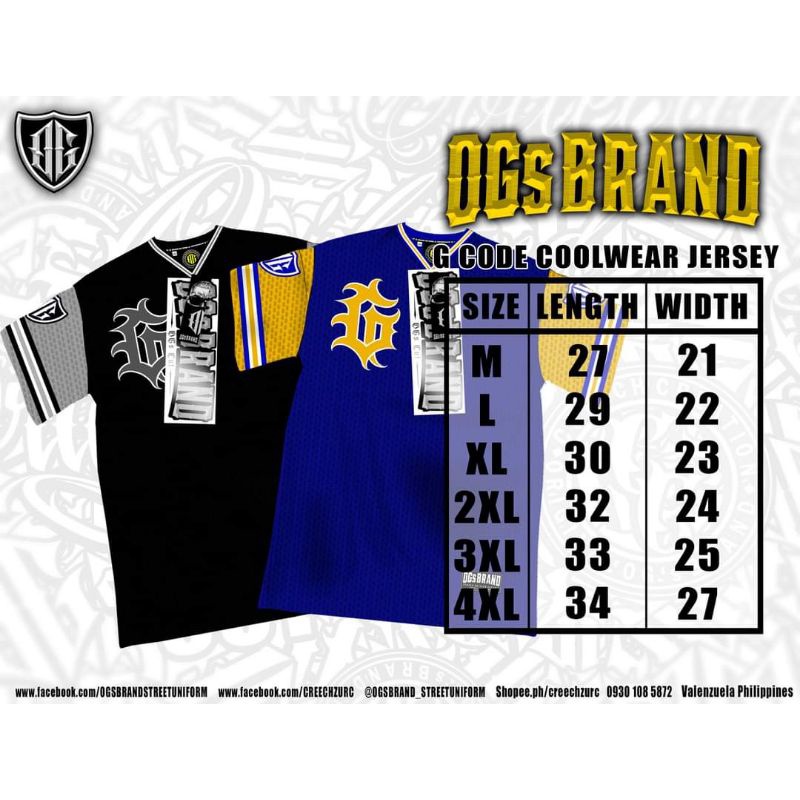 G CODE COOLWEAR JERSEY OGs BRAND | Shopee Philippines