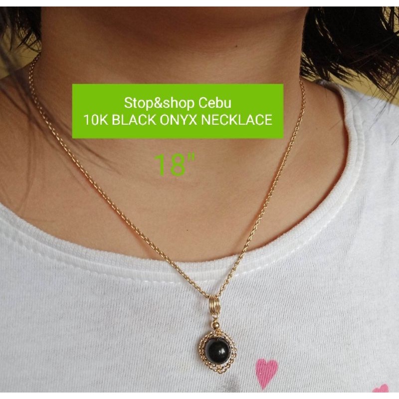 Stop&shop Cebu 10K BLACK ONYX NECKLACE (18") | Shopee Philippines