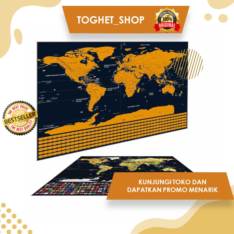 Poster Scratch Map World Map Version National Flag Poster Map Wall ...