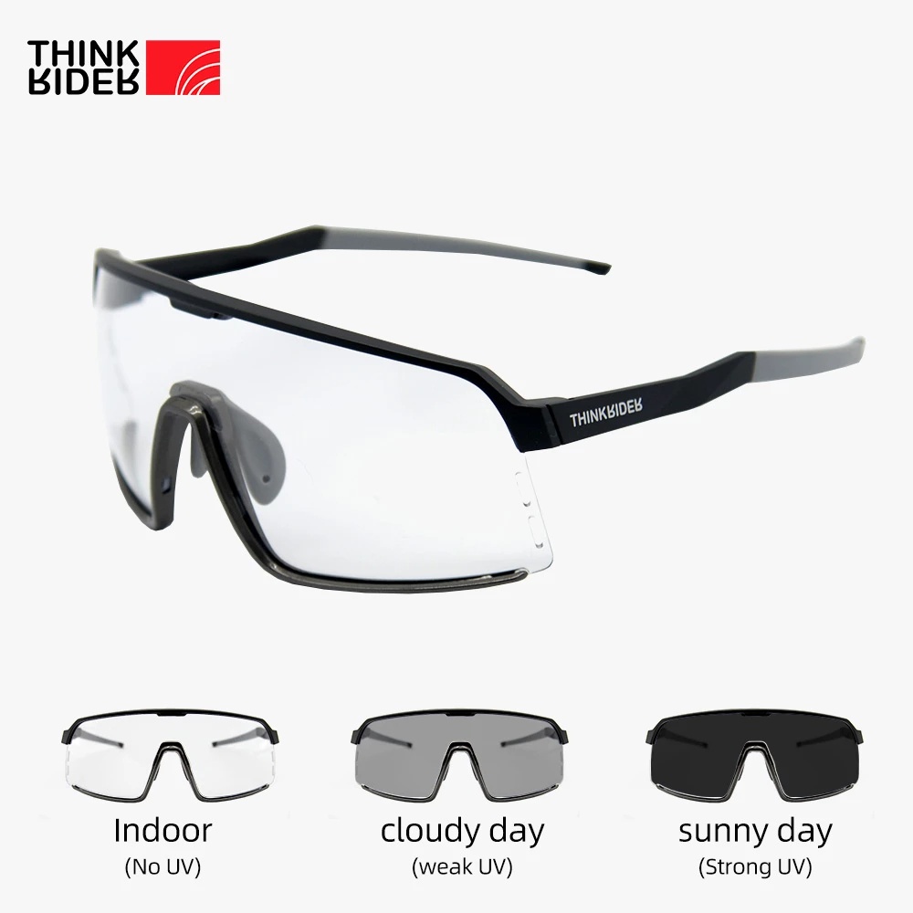 ThinkRider Photochromic Cycling Glasses Polarized Built-in Myopia Frame ...