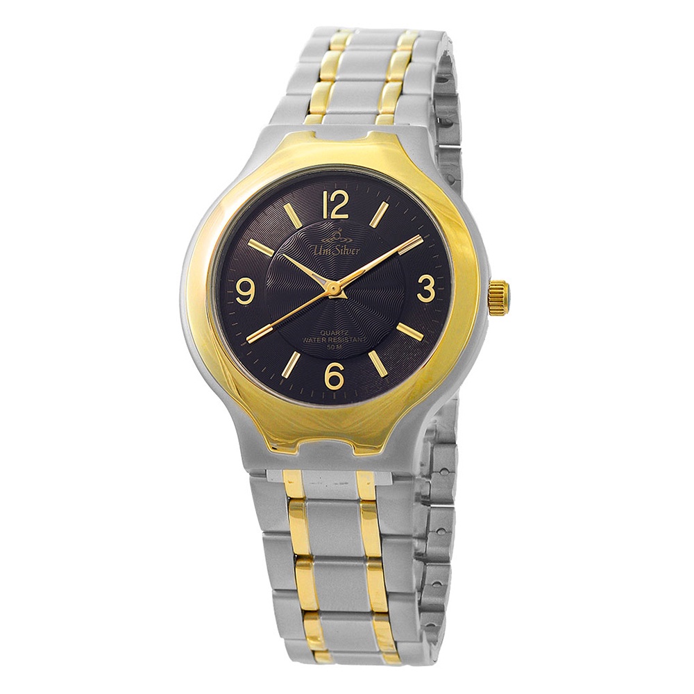 UniSilver TIME SKELLAR Men's Analog Black/Two-Tone Silver and Gold ...