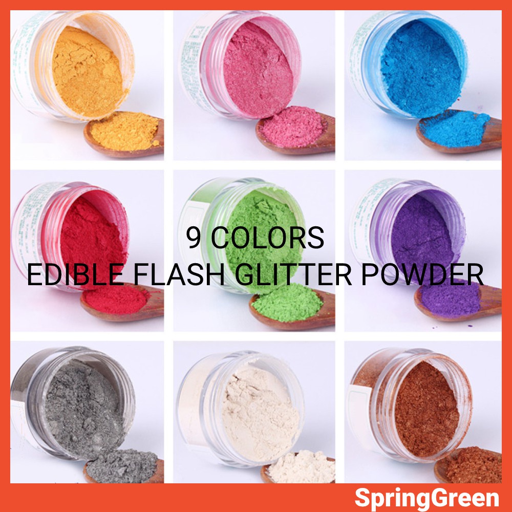 9 Colors 15g Edible Flash Glitter Powder Cake Biscuit Decor Baking ...