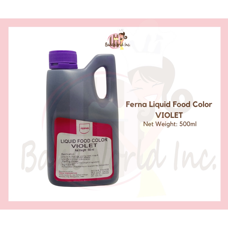 FERNA Liquid Food Color 500ml (Lemon Yellow/Violet/Pink/Purple ...