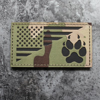IR Multicam Infrared USA Flag K9 Dog Paw K-9 Tactical Fastener Badge Uniform Patch USMC US ...