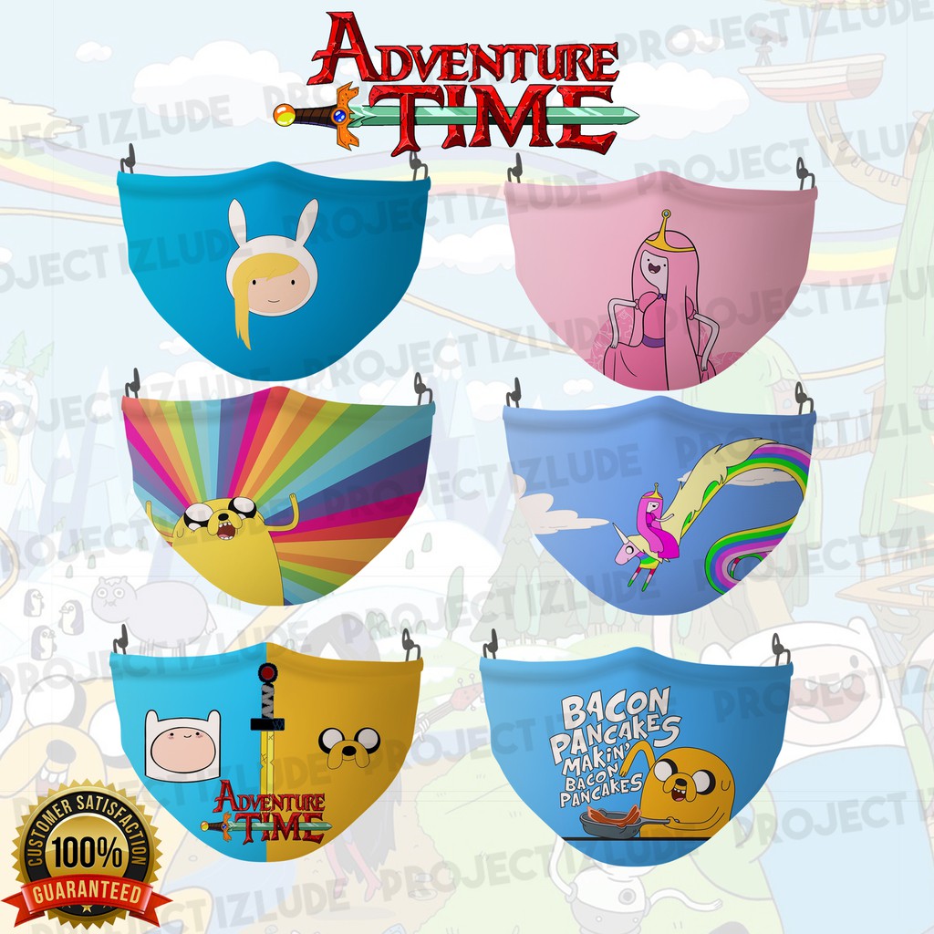 Cartoon Adventure Time Inspired Face Mask 3PLY, Washable and Adjustable ...