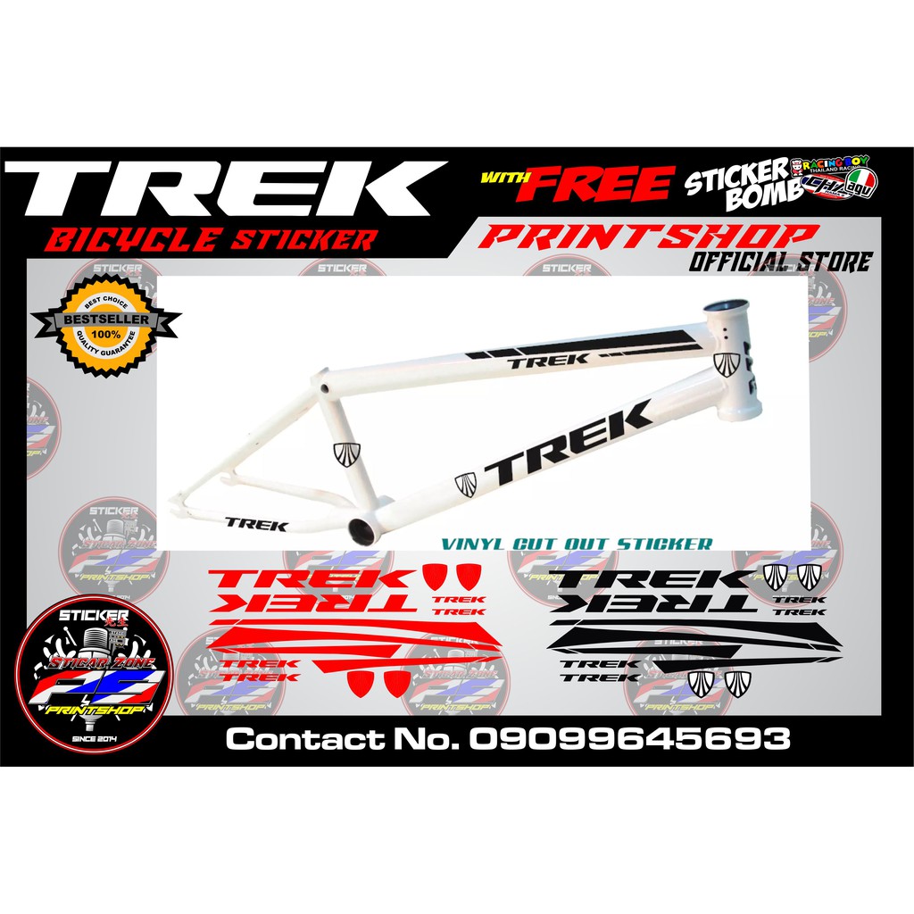 TREK Mountain Bike cut-out Vinyl Sticker Decal for and Road Cycling ...