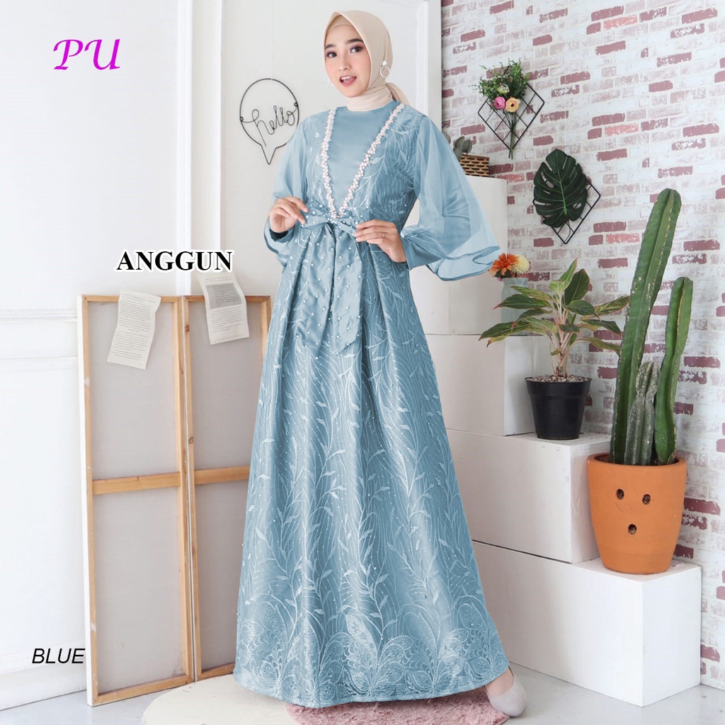 Anggun Luxurious party Gamis brukat tile muslimah bridemaids wedding ...