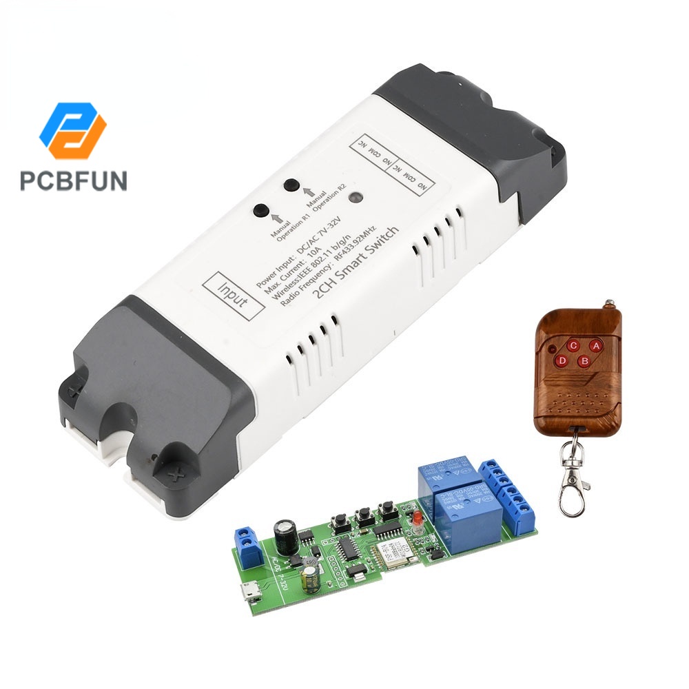 Pcbfun Ewelink Smart Wi-Fi Relay Switch 2 Channel Home Module Dc 5V 12V ...