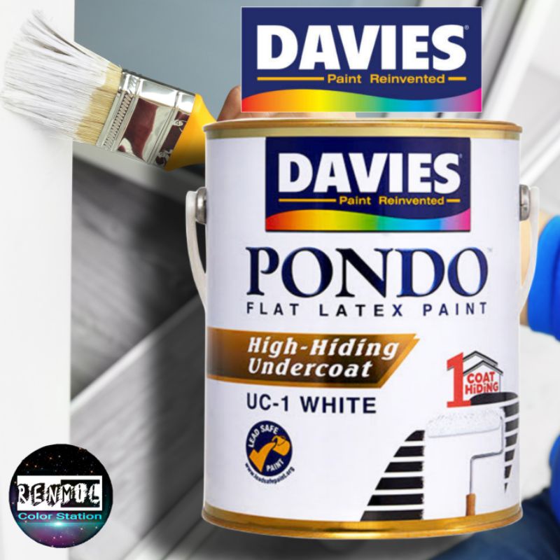 DAVIES PONDO HIGH-HIDING 2in1 Primer Topcoat Flat Latex White (4liters ...