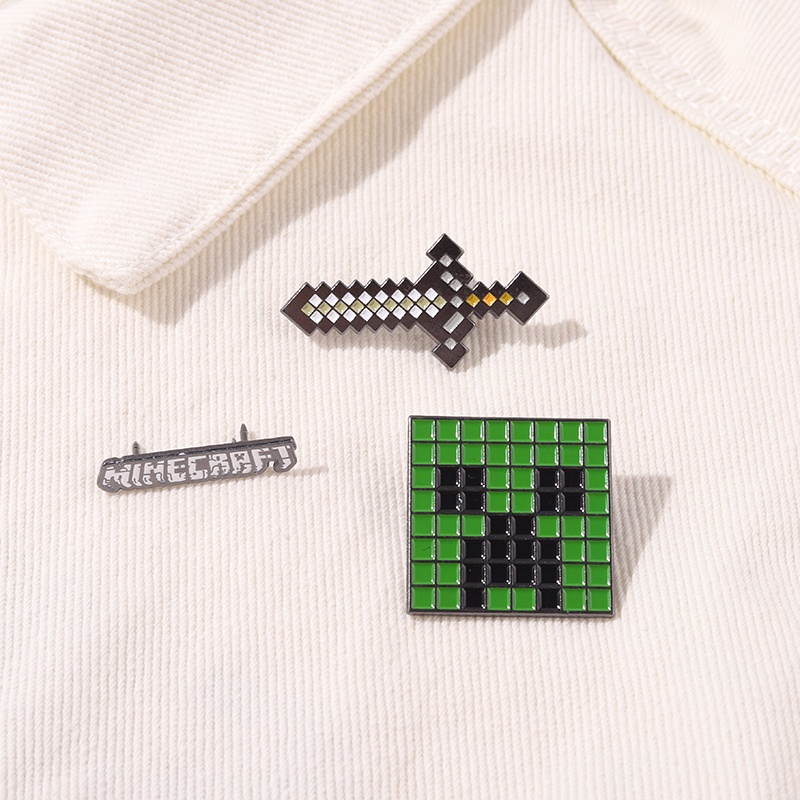 Cartoon Game Minecraft Enamel Pins Anime Brooch Weapon Sword Lapel ...