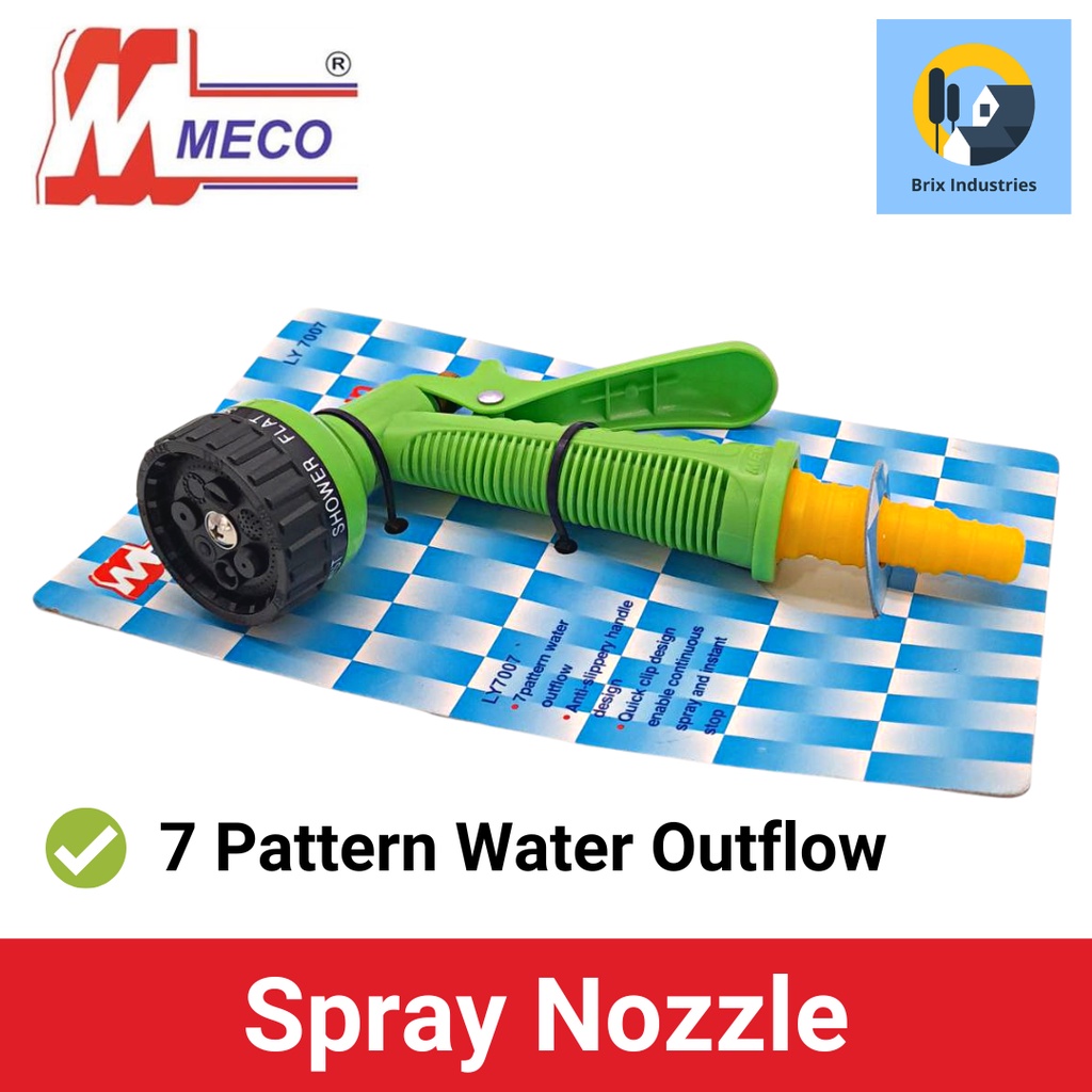 Meco 7 Functions Spray Nozzle with Hose Adapter #LY7007 Heavy Duty Brix ...
