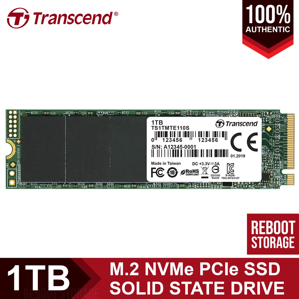 Transcend 1TB M.2 Nvme Internal SSD PCIe Gen3X4 MTE110S Solid State Drive TS1TMTE110S 110S ...