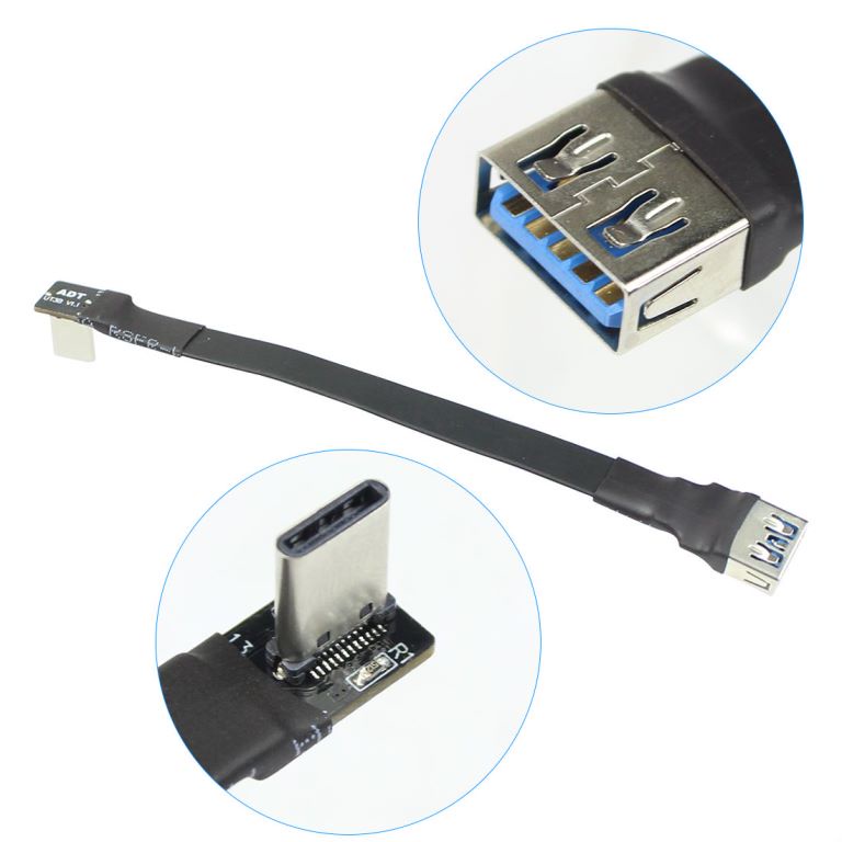 S4-T3 USB 3.0 Type-A Male Straight To USB3.1 Type-C Male Vertical ...