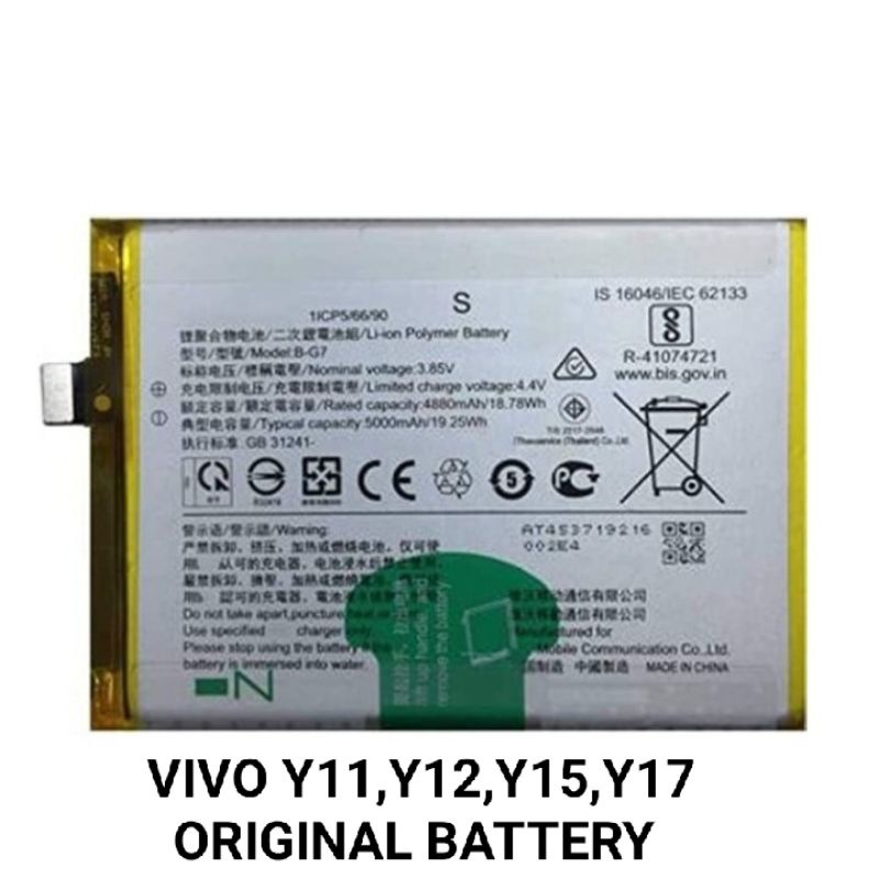VIVO ORIGINAL BATTERY B-G7 Y11 Y12 Y15 Y17 Y12S Y20 Y20i | Shopee ...