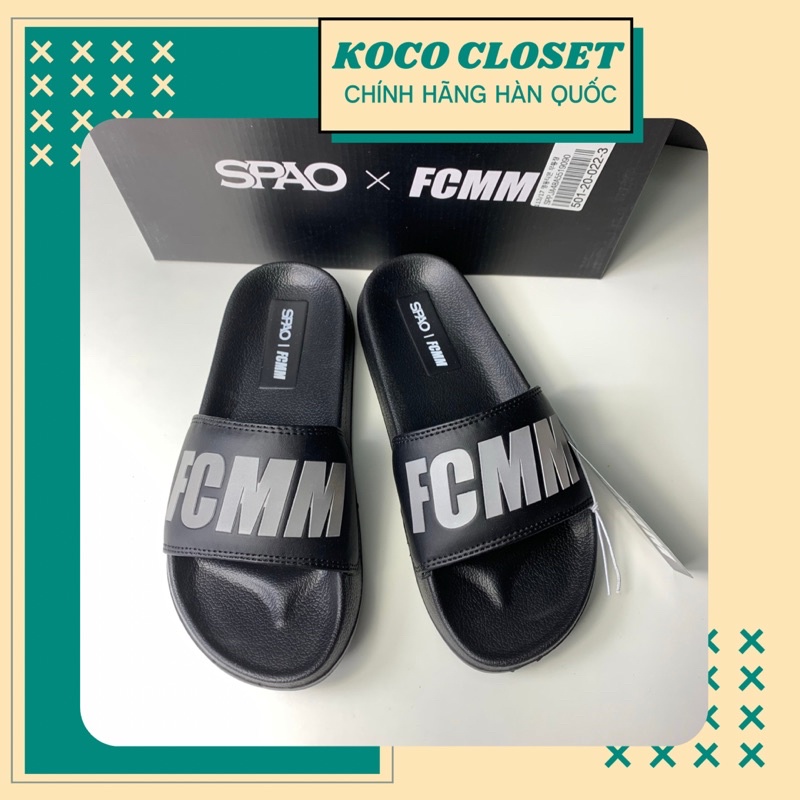 Spao X FCMM Slippers With Reflective Letter Pattern In Black Genuine ...