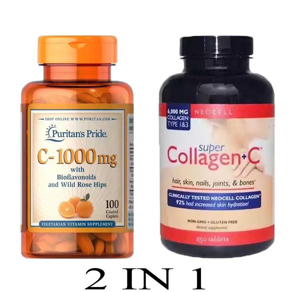 ( 2 in 1 ) 1000mg Puritan's Pride Vitamin C + NeoCell Super Collagen ...