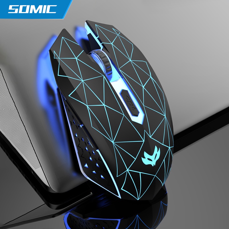 Somic Gaming Wireless Mouse Rechargeable Mouse Color Breathing Optical ...