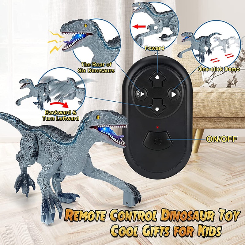 RC Dinosaurios de Juguete Blue Velociraptor Remote Control Dinosaur ...
