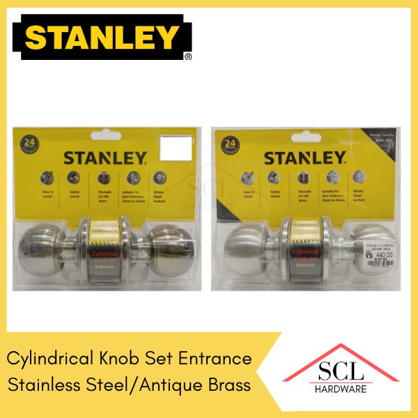 Stanley Cylindrical Knob Set Entrance (Antique Brass/Stainless Steel ...