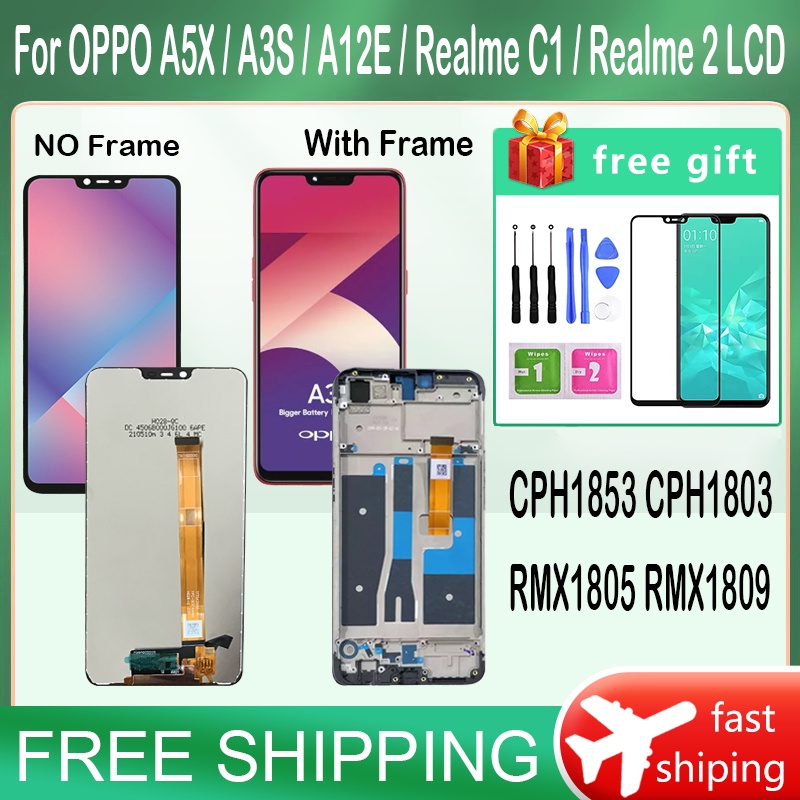 Original For OPPO A3S CPH1853 OPPO A12E Realme C1 Realme 2 LCD Display Screen With Frame Display ...