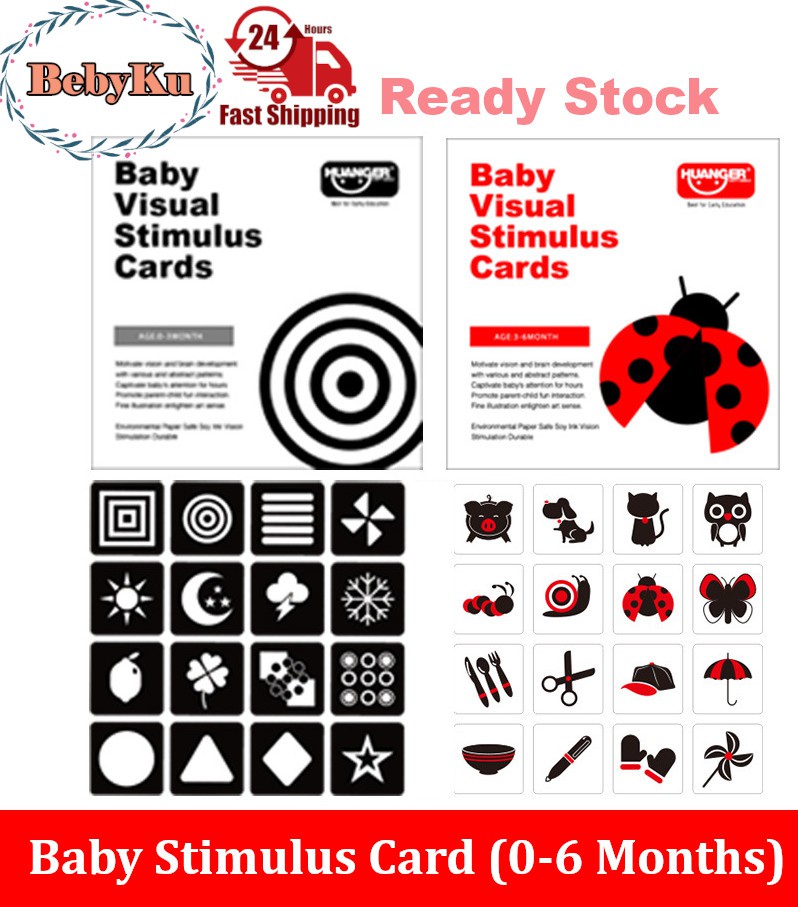 Bebyku Early Education Baby Visual Stimulus Cards Black White Flash Card Learning Kad Stimuli ...