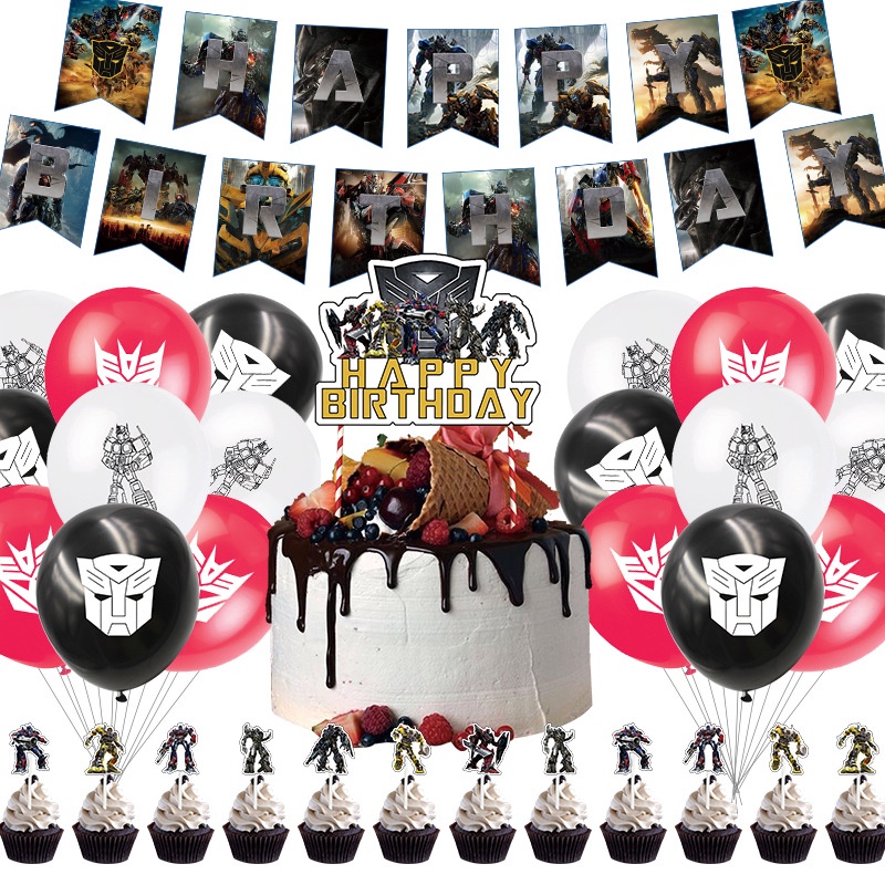 Transformers theme Megatron Bumblebee Optimus Prime Latex Balloons Cake ...