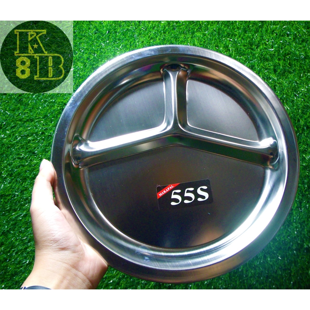(24cm) Stainless Plate 3in1 Divider Plate #1302 | Shopee Philippines