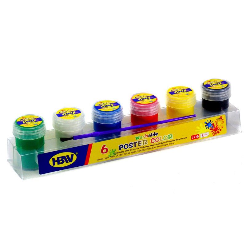 Hbw Poster Color With Brush C3-25 6colors | Shopee Philippines