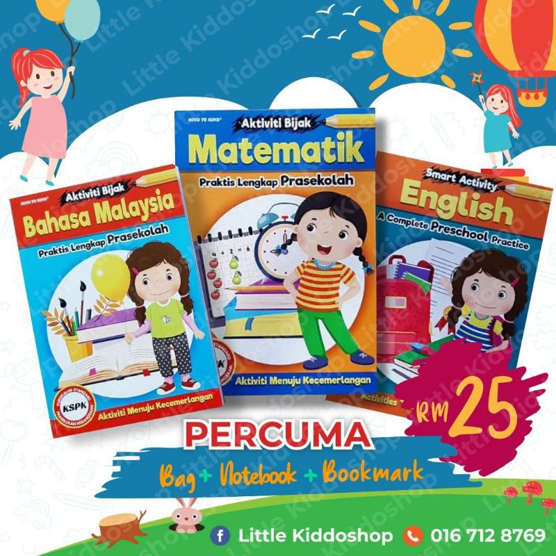 Set Of Practice Books In Malay Language Mathematics English Preschool ...