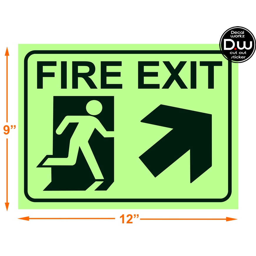 Glow in the Dark Fire Exit Sign 9"x12" Luminous sign black Cut Out ...