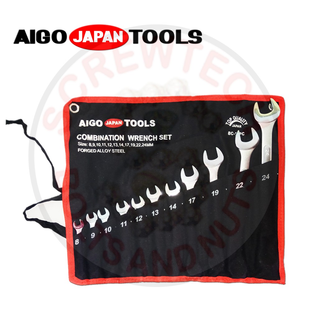 AIGO 11PCS COMBINATION WRENCH SET 8-24mm | Shopee Philippines