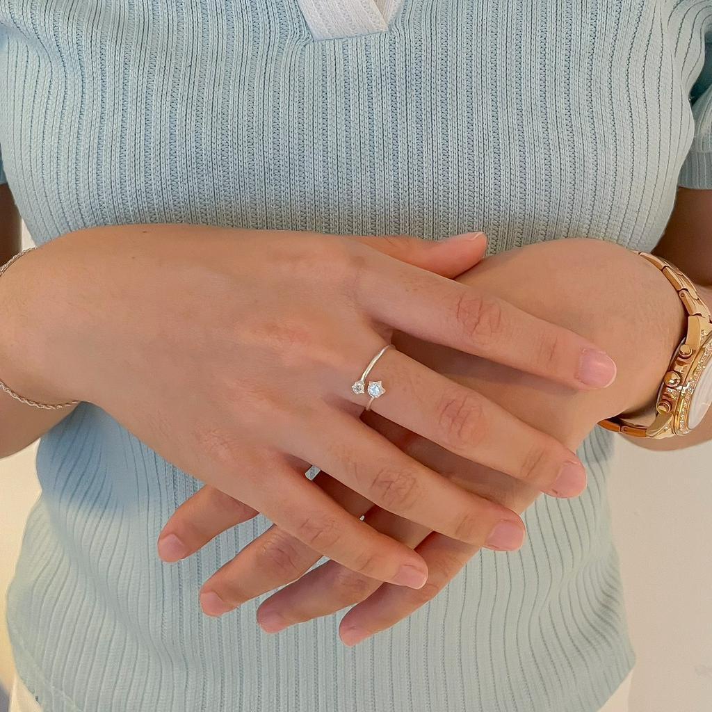 SissyJewelry // Sterling Silver ring Model Double round gem open ...