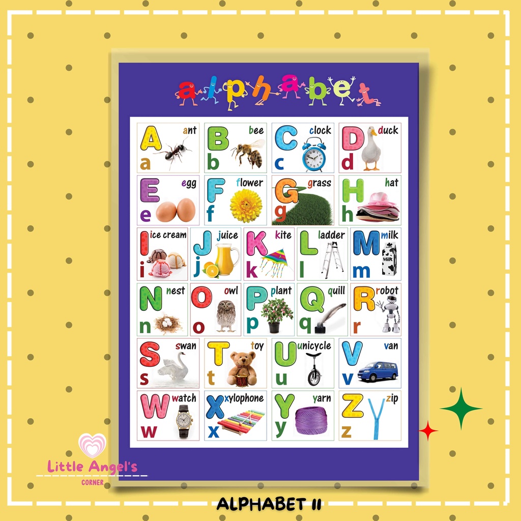 ALPHABET EDUCATIONAL CHARTS (A4 LAMINATED ) | Shopee Philippines
