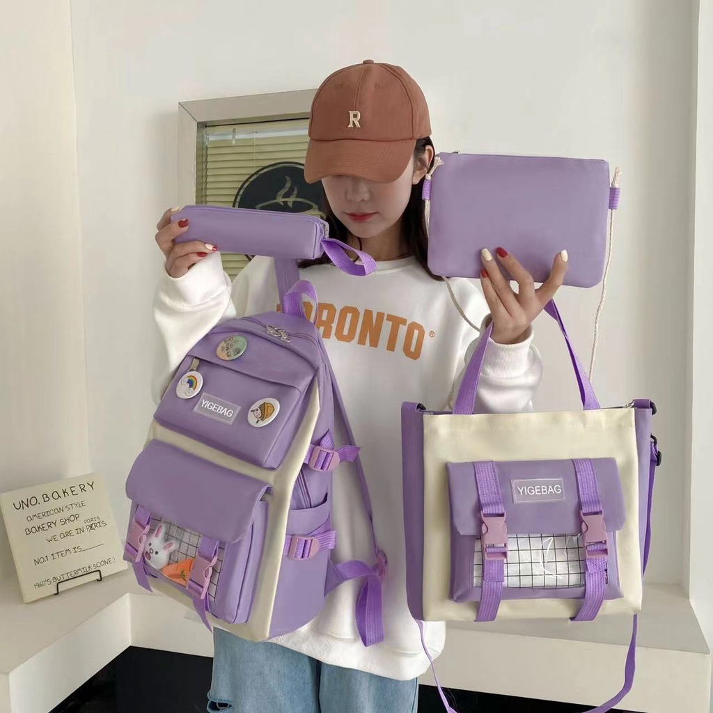 TS 4 in 1 Korean Backpack for Kid School Bag for Girl's Large Capacity ...