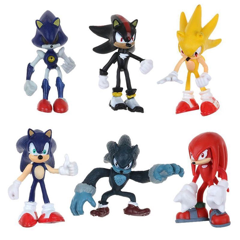 6pcs/set Sonic the Hedgehog Toys Amy Tails Mephiles Knuckles PVC Figure ...