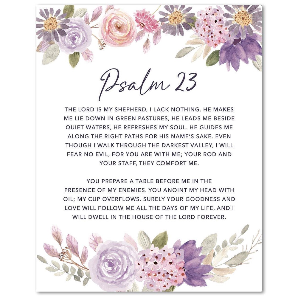Psalm 23 Wall Art The God Is My Shepherd 23rd Psalm Floral Artwork ...
