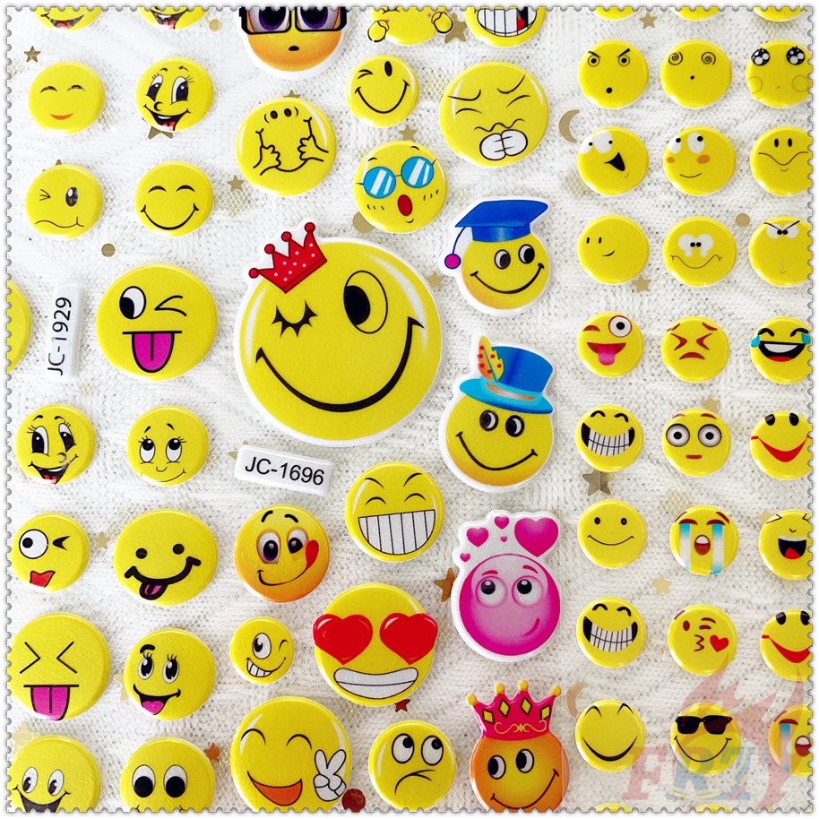 Smile Emoji Q-1 DIY Rewards Sticker 1 Sheet 3D Puffy Bubble Stickers ...