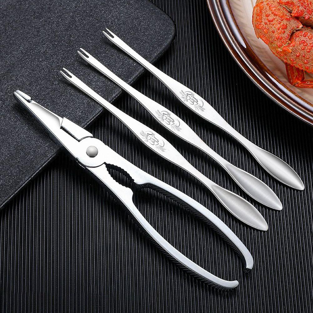 SWEETJOHN Crab Tool Set Zinc Alloy Eating Picks Spoons Set Lobster Clip ...