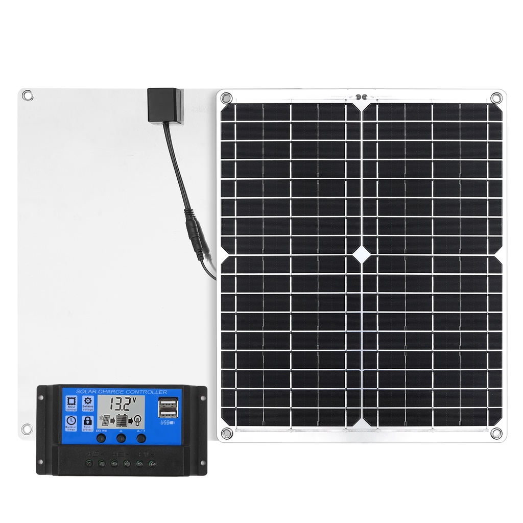 26W 12V Solar Panel Kit with USB Port Off G-rid Solar Power Charging ...