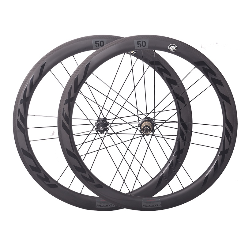 700c 50mm Front and Rear G3 Braided Carbon Fiber Road Bike Wheelset V/C ...