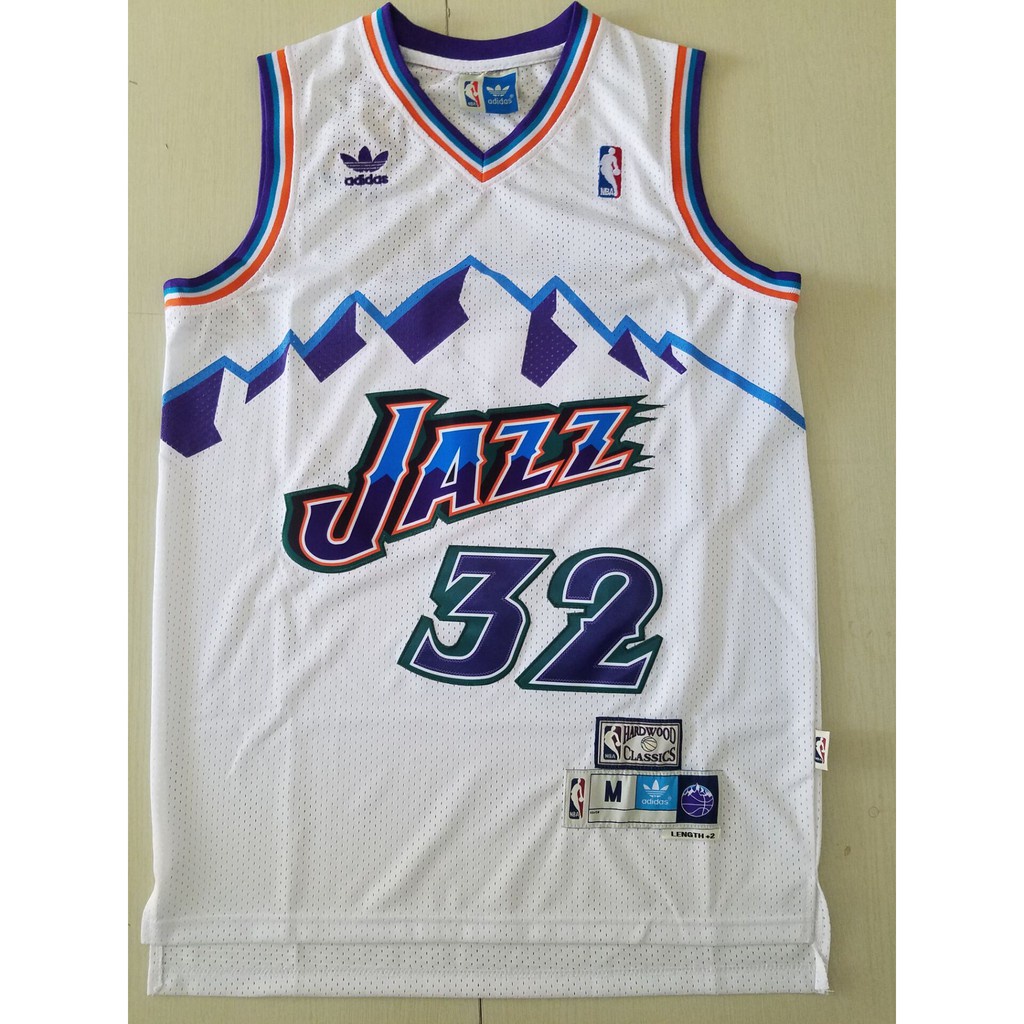 new men's NBA Utah Jazz #32 Karl Malone snow mountain edition white ...