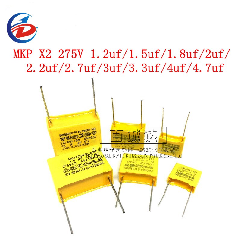 5PCS safety capacitor MKP X2 275V 1.2uf 1.5uf 1.8uf 2uf 2.2uf 2.7uf 3uf 3.3uf 4uf 4.7uf | Shopee ...