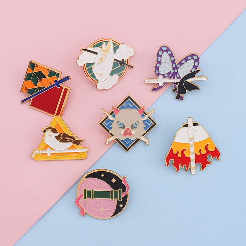 Japan Anime Badge Demon Slayer Enamel Brooch Badges Backpack Clothes ...