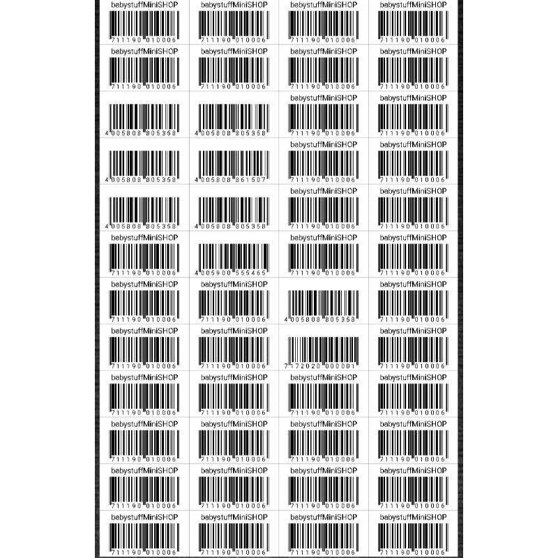 barcode customized 44 pcs per sheet with your shop name | Shopee ...