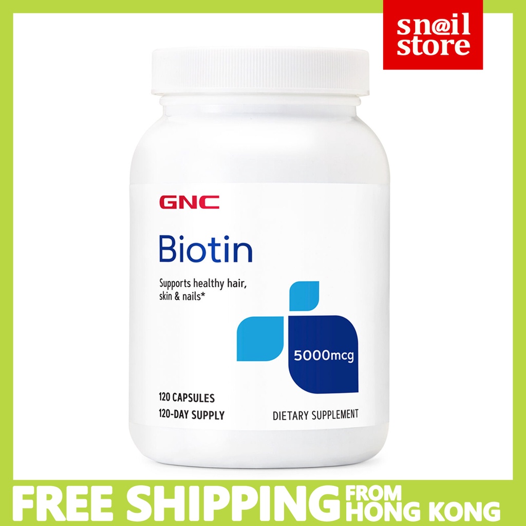 GNC Biotin 5000mg (EXP 2028) supports Hair, Skin & Nails 120 capsules ...